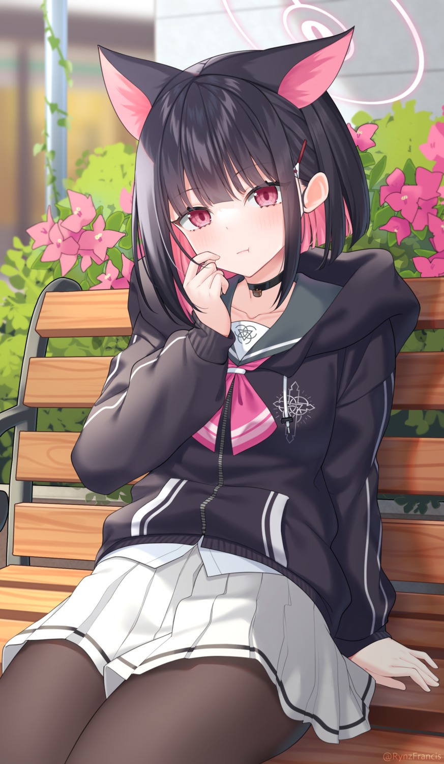 rynzfrancis blue archive kyouyama kazusa animal ears halo nekomimi pantyhose seifuku | #1017360 ...